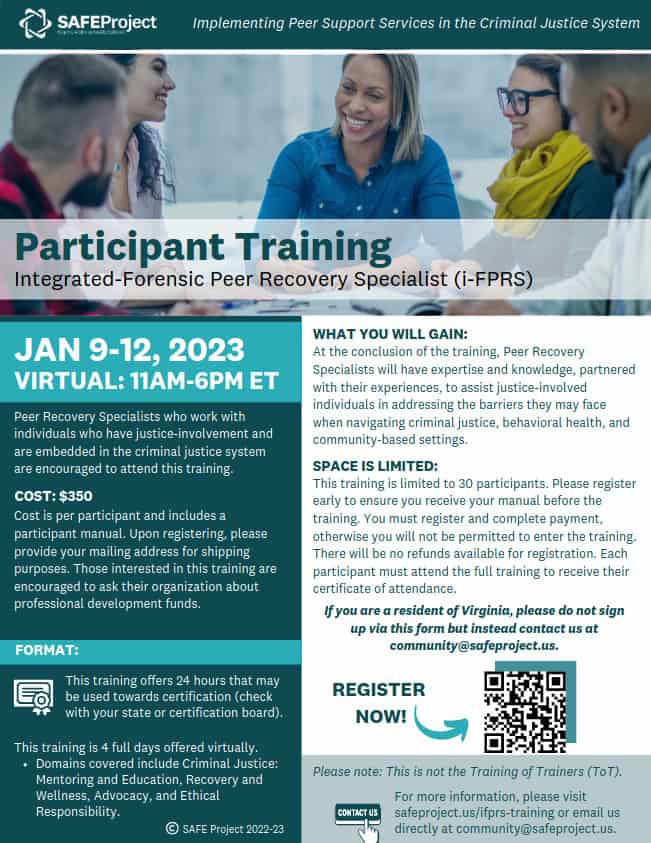 Integrated-Forensic Peer Recovery Specialist (i-FPRS) Training